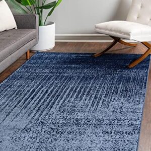 Unique Loom Del Mar Collection Area Rug-Transitional Inspired with Modern Contemporary Design, Rectangular 9' 0" x 12' 2", Blue/Navy Blue