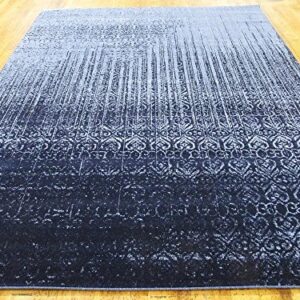 Unique Loom Del Mar Collection Area Rug-Transitional Inspired with Modern Contemporary Design, Rectangular 9' 0" x 12' 2", Blue/Navy Blue