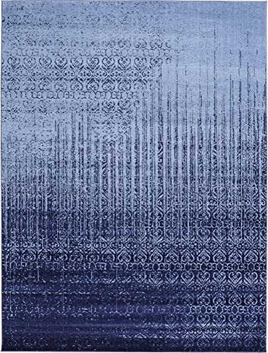 Unique Loom Del Mar Collection Area Rug-Transitional Inspired with Modern Contemporary Design, Rectangular 9' 0" x 12' 2", Blue/Navy Blue