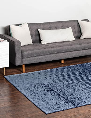 Unique Loom Del Mar Collection Area Rug-Transitional Inspired with Modern Contemporary Design, Rectangular 9' 0" x 12' 2", Blue/Navy Blue