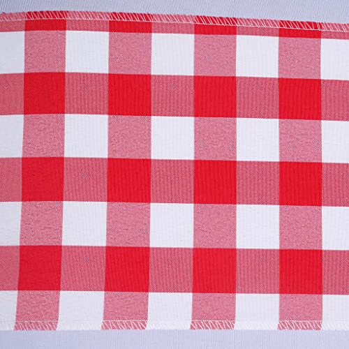 TABLECLOTHSFACTORY 5 PCS Red/White Gingham Polyester Chair Sash Bowtie for Wedding Events Chair Bow Sash Party Decoration Supplies