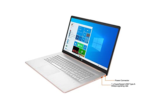 2021 Newest HP Pavilion 17 Laptop, 17.3" HD+ Touchscreen Screen, AMD Ryzen 3 5300U(Beats i7-8265U), 16 GB RAM, 512GB PCIe NVMe SSD, Long Battery Life, Webcam, Mics, WiFi, Windows 10 Home, Rose Gold