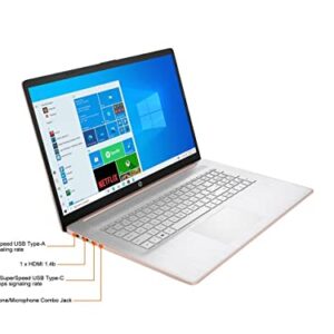 2021 Newest HP Pavilion 17 Laptop, 17.3" HD+ Touchscreen Screen, AMD Ryzen 3 5300U(Beats i7-8265U), 16 GB RAM, 512GB PCIe NVMe SSD, Long Battery Life, Webcam, Mics, WiFi, Windows 10 Home, Rose Gold