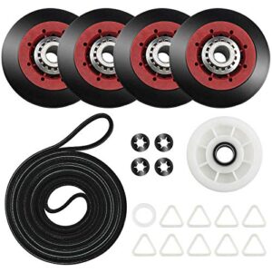 4392067 dryer repair maintenance kit for whirlpool kenmore maytag dryers,with wpw10314173 drum roller&661570v belt&279640 idler pulley,replaces 4392067vp ap3109602 587637 80047 2015