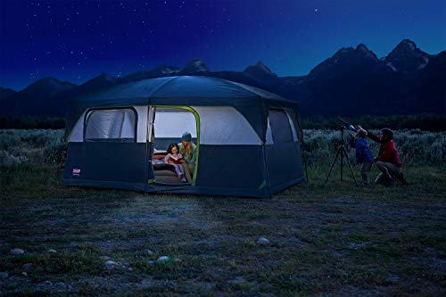 Coleman Prairie Breeze Lighted Cabin Tent, 9-Person , 84″ H x 120″ W x 168″ D.