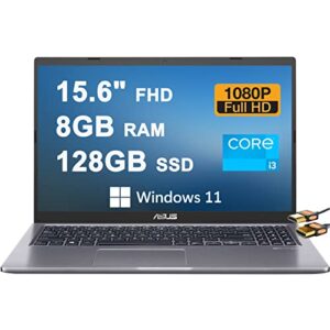 asus vivobook f515 15 business laptop 15.6″ fhd led backlit anti-glare display 11th generation intel core i3-1115g4 processor 8gb ram 128gb ssd intel uhd graphics usb-c webcam win11 gray + hdmi cable