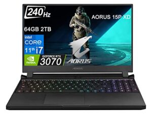 gigabyte aorus 15 xd 15.6″ 240hz (64gb ram, 2tb pcie ssd, intel 8-core i7-11800h (beat ryzen 7 5800h), rtx 3070 8gb) gaming laptop, thunderbolt 4, rgb backlit keyboard, webcam, windows 11 home – 2022