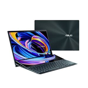 asus zenbook pro duo 15 oled ux582 laptop, 15.6” oled 4k uhd touch display, intel core i9-10980hk, 32gb ram, 1tb ssd, geforce rtx 3070, screenpad plus, windows 10 pro, celestial blue, ux582lr-xs94t