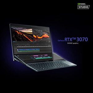 ASUS ZenBook Pro Duo 15 OLED UX582 Laptop, 15.6” OLED 4K UHD Touch Display, Intel Core i9-10980HK, 32GB RAM, 1TB SSD, GeForce RTX 3070, ScreenPad Plus, Windows 10 Pro, Celestial Blue, UX582LR-XS94T