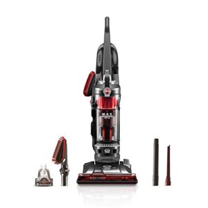 hoover windtunnel 3 max performance pet, bagless upright vacuum cleaner, hepa media filtration, for carpet and hard floor, uh72625, red