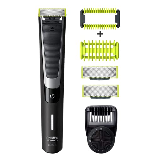 PHILIPS Norelco OneBlade Pro Kit, Hybrid Electric Trimmer and Shaver, QP6510 + OneBlade Body Kit, 3 Pieces, Black, 1 Count