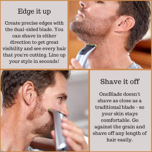 PHILIPS Norelco OneBlade Pro Kit, Hybrid Electric Trimmer and Shaver, QP6510 + OneBlade Body Kit, 3 Pieces, Black, 1 Count