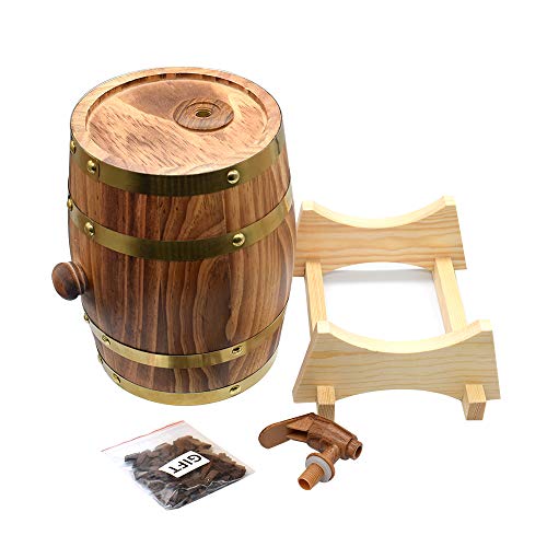 1.5L Oak Aging Barrels Whiskey Barrel Dispenser Home Wine Bucket Whiskey Barrel for Wine, Spirits, Beer, and Liquor Light Yellow (with baked oak chips)