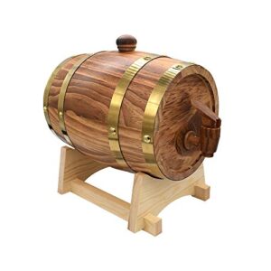 1.5L Oak Aging Barrels Whiskey Barrel Dispenser Home Wine Bucket Whiskey Barrel for Wine, Spirits, Beer, and Liquor Light Yellow (with baked oak chips)