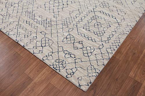 New Azulejo Natural Beige Moroccan Contemporary Handmade Tufted 100% Woollen Area Rugs & Carpet (8x10 ft - 250x300 cm)