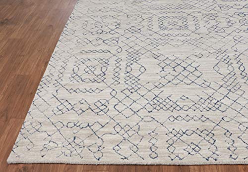 New Azulejo Natural Beige Moroccan Contemporary Handmade Tufted 100% Woollen Area Rugs & Carpet (8x10 ft - 250x300 cm)