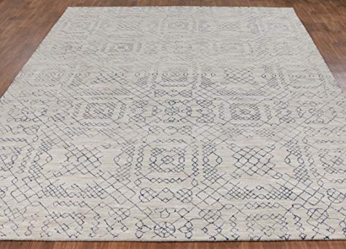 New Azulejo Natural Beige Moroccan Contemporary Handmade Tufted 100% Woollen Area Rugs & Carpet (8x10 ft - 250x300 cm)