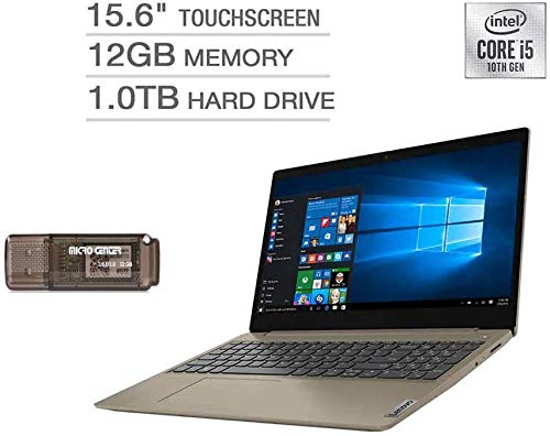 Lenovo IdeaPad 3 15.6" HD Touchscreen Anti-glare LED-Backlit Laptop, Intel Quad Core i5-1035G1, 12GB DDR4, 1TB HDD, 4-in-1 Card Reader, Webcam, Bluetooth, Wi-Fi 6, HDMI, Windows 10 w/ 32GB Flash Drive