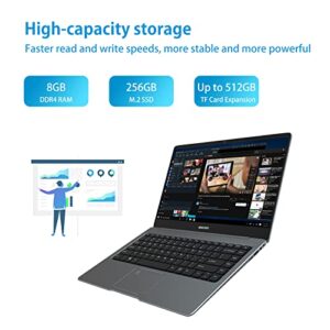 BOCCONI Laptop Leadbook Pro 14.1" Windows 10 Intel N5000 Quad core Notebook with 8GB RAM, 256GB SSD, 1920 * 1080 Pixels IPS Display, AC WiFi, BT4.2, USB3.0, Finger Print