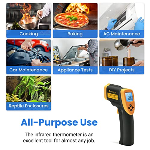 Etekcity Lasergrip 800 Temperature Gun-58℉ to 1382℉ with 16:1 DTS Ratio, High Laser Temp IR Tool for Cooking, Grill, Pizza Oven, Griddle, Engine, HVAC, Not for Human, Yellow