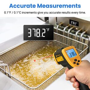 Etekcity Lasergrip 800 Temperature Gun-58℉ to 1382℉ with 16:1 DTS Ratio, High Laser Temp IR Tool for Cooking, Grill, Pizza Oven, Griddle, Engine, HVAC, Not for Human, Yellow