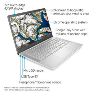 HP Chromebook 14-Inch HD Laptop, Intel Celeron N4000, 4 GB RAM, 32 GB eMMC, Chrome (14a-na0020nr, Ceramic White) (Renewed)