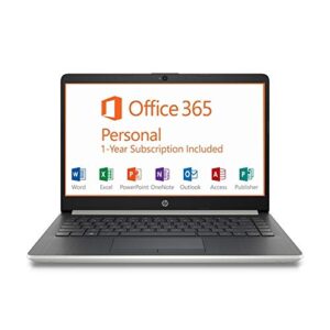 hp 14″ hd intel n4000 2.6ghz 4gb ram 64gb emmc webcam windows 10 laptop + 1 year microsoft office, silver, 14-14.99 inches (7mp91ua)