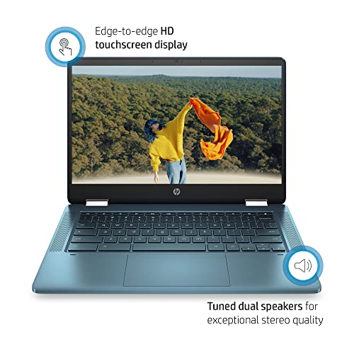 HP Flagship Chromebook 14" HD 2-in-1 Touchscreen Laptop, Intel Celeron N4120(Up to 2.6GHz), 4GB RAM, 64GB eMMC, 13Hours Battery Life, Bluetooth, Chrome OS, Blue, GM Accessories