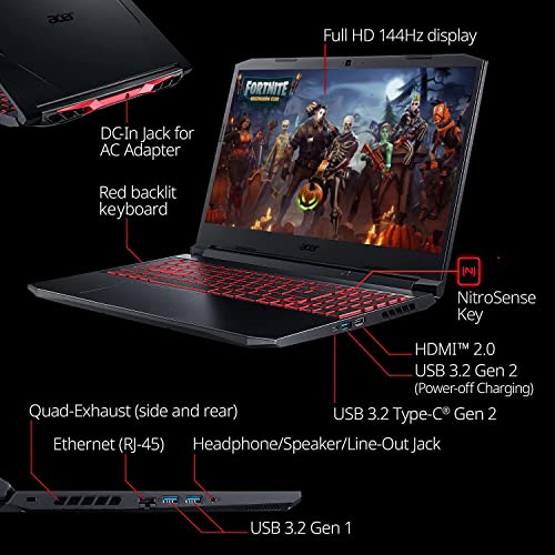 Acer Nitro 5 15.6" FHD 144Hz Gaming Notebook, Intel Core i7-11800H Processor, NVIDIA GeForce RTX 3050 Ti, 4 Ports, Killer Wi-Fi, Backlit Keyboard, HDMI, Webcam, Win 11 Home (64GB RAM | 2TB SSD)