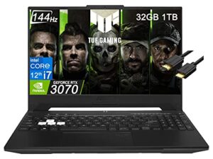 asus tuf dash f15 15.6″ 144hz (intel 12th gen i7-12650h, 32gb ddr5 ram, 1tb plce ssd, geforce rtx 3070 8gb) thin bezel gaming laptop, thunderbolt 4, rgb backlit, win 11 home (renewed)