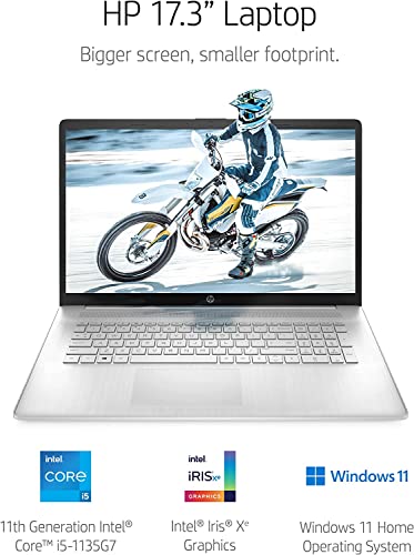 HP 2023 17.3" HD+ (1600 x 900) Touchsreen Laptop, Intel Core i5-1135G7 Quad-Core Processor, 16GB RAM, 1TB SSD, Backlit Keyboard, HDMI, Wi-Fi 6 (2x2), Bluetooth, Windows 11, Silver, W/ IFT Accessories