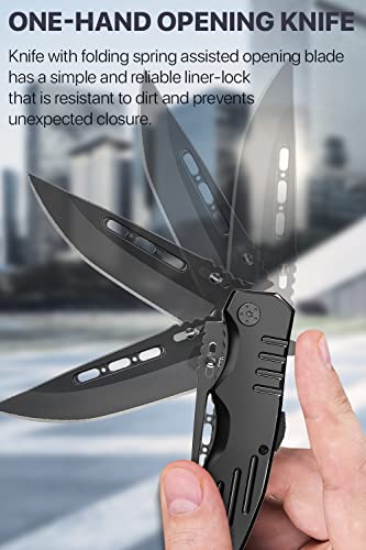 Spring Assisted Knife - Pocket Folding Knife - Military Style - Boy Scouts Knife - Tactical Knife - Good for Camping Hunting Survival Indoor and Outdoor Activities Mens Gift 6681