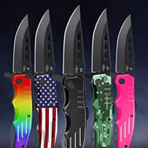 Spring Assisted Knife - Pocket Folding Knife - Military Style - Boy Scouts Knife - Tactical Knife - Good for Camping Hunting Survival Indoor and Outdoor Activities Mens Gift 6681