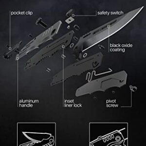 Spring Assisted Knife - Pocket Folding Knife - Military Style - Boy Scouts Knife - Tactical Knife - Good for Camping Hunting Survival Indoor and Outdoor Activities Mens Gift 6681