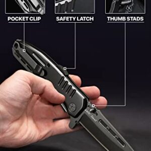 Spring Assisted Knife - Pocket Folding Knife - Military Style - Boy Scouts Knife - Tactical Knife - Good for Camping Hunting Survival Indoor and Outdoor Activities Mens Gift 6681