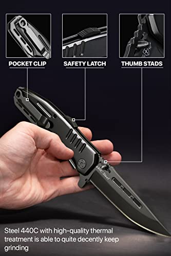 Spring Assisted Knife - Pocket Folding Knife - Military Style - Boy Scouts Knife - Tactical Knife - Good for Camping Hunting Survival Indoor and Outdoor Activities Mens Gift 6681