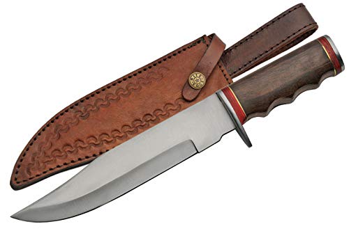 SZCO Supplies 12” Stainless Steel Wood Handle Bowie Hunting Knife W/Sheath