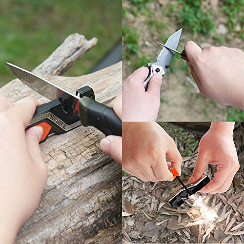 SHARPAL 101N 6-In-1 Pocket Knife Sharpener & Survival Tool, with Fire Starter, Whistle & Diamond Sharpening Rod, Quickly Repair, Restore and Hone Straight and Serrated Blade