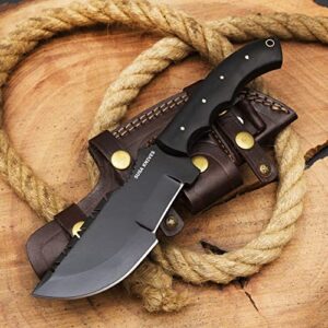 susa knives handmade d2 steel tracker knife – survival knife – camping knife – tactical knife – hunting knife with sheath horizontal carry fixed blade knife (black tracker)