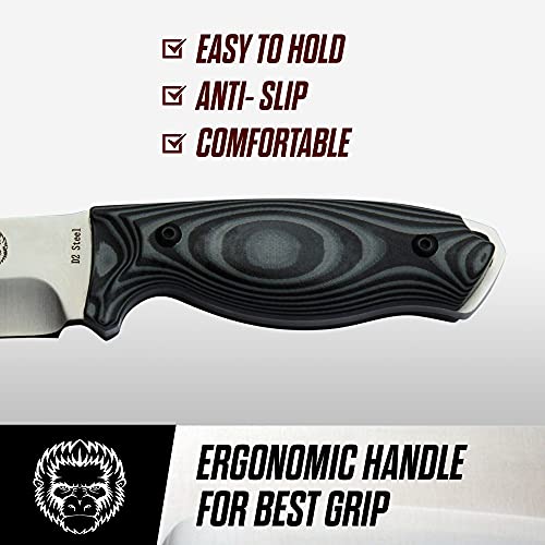 Survival Camping Knife | Fixed Blade Hunting Knife W Sheath | Gift Set For Him Knife with Fire Starter, G10 Scraper & Paracord | Bushcraft Outdoor Knife |Full Tang Tactical Survival Knife Kit