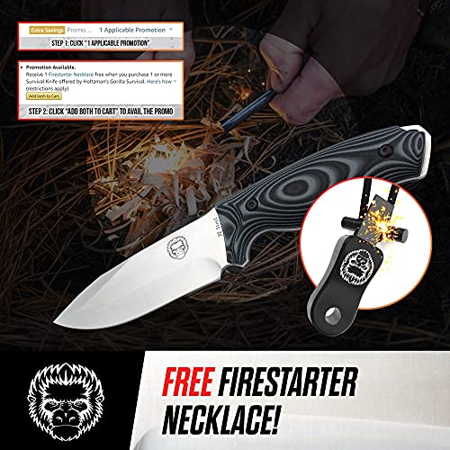 Survival Camping Knife | Fixed Blade Hunting Knife W Sheath | Gift Set For Him Knife with Fire Starter, G10 Scraper & Paracord | Bushcraft Outdoor Knife |Full Tang Tactical Survival Knife Kit