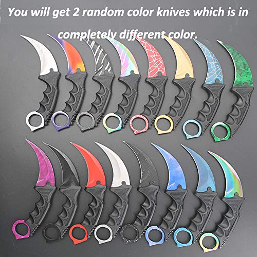 Karambit Knife Set of 2, Stainless Steel Fixed Blade Tactical Knife with Sheath and Cord Knife CS-GO for Hunting, Camping, Self Defenses and Field Survival