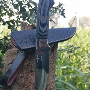 HotSteel Handmade Full Tang Carbon Steel Fixed Blade knife - Bushcraft Knife - Fixed Blade Hunting Knife - Camping Bushcraft Knives - Outdoor Full Tang Knife - Camping Knives - Survival Tactical Knife - Utility Knife With Real Leather Sheath