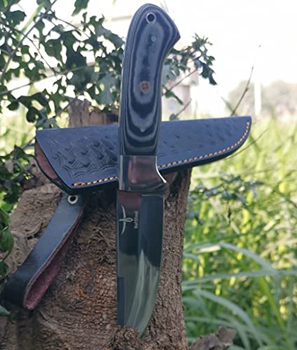 HotSteel Handmade Full Tang Carbon Steel Fixed Blade knife - Bushcraft Knife - Fixed Blade Hunting Knife - Camping Bushcraft Knives - Outdoor Full Tang Knife - Camping Knives - Survival Tactical Knife - Utility Knife With Real Leather Sheath