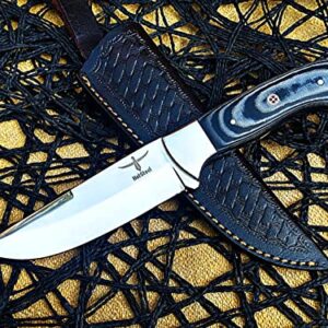 HotSteel Handmade Full Tang Carbon Steel Fixed Blade knife - Bushcraft Knife - Fixed Blade Hunting Knife - Camping Bushcraft Knives - Outdoor Full Tang Knife - Camping Knives - Survival Tactical Knife - Utility Knife With Real Leather Sheath