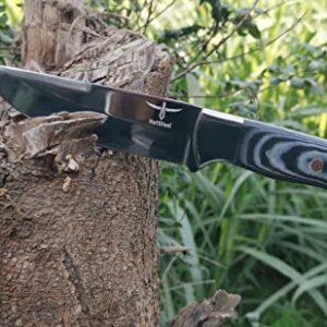 HotSteel Handmade Full Tang Carbon Steel Fixed Blade knife - Bushcraft Knife - Fixed Blade Hunting Knife - Camping Bushcraft Knives - Outdoor Full Tang Knife - Camping Knives - Survival Tactical Knife - Utility Knife With Real Leather Sheath