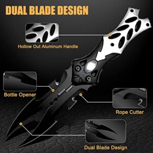 MADSABRE Bundle of 2 Items - Dual Blade Pocket Knife - Japanese Samurai Tanto Fixed Blade Katana - Perfect for Outdoor Hunting Survival Camping EDC Camping Hiking, Unique Gifts for Men