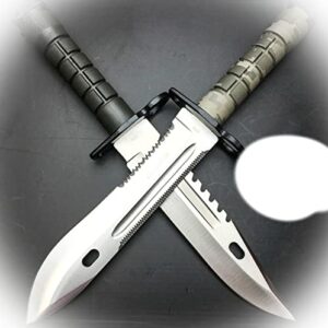 new 2 pc military survival fixed blade hunting knife bayonet tactical bowie camping outdoor pro tactical elite knife blda-1071