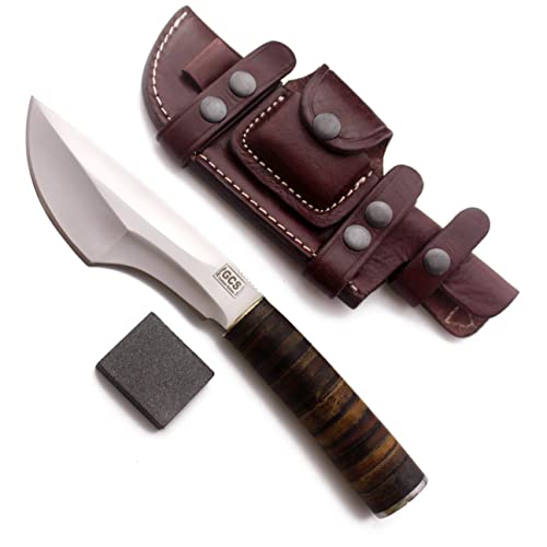 GCS Handmade Leather Spacers Handle D2 Tool Steel Tactical Hunting Knife with leather sheath Full tang blade designed for Hunting & EDC GCS 319