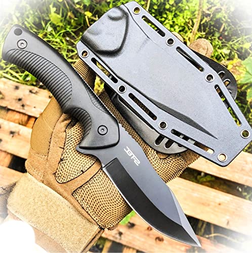 New 9" Fixed Black Blade Tactical Hunting Knife with ABS Belt Loop Holster Sheath Camping Outdoor Pro Tactical Elite Knife BLDA-0478